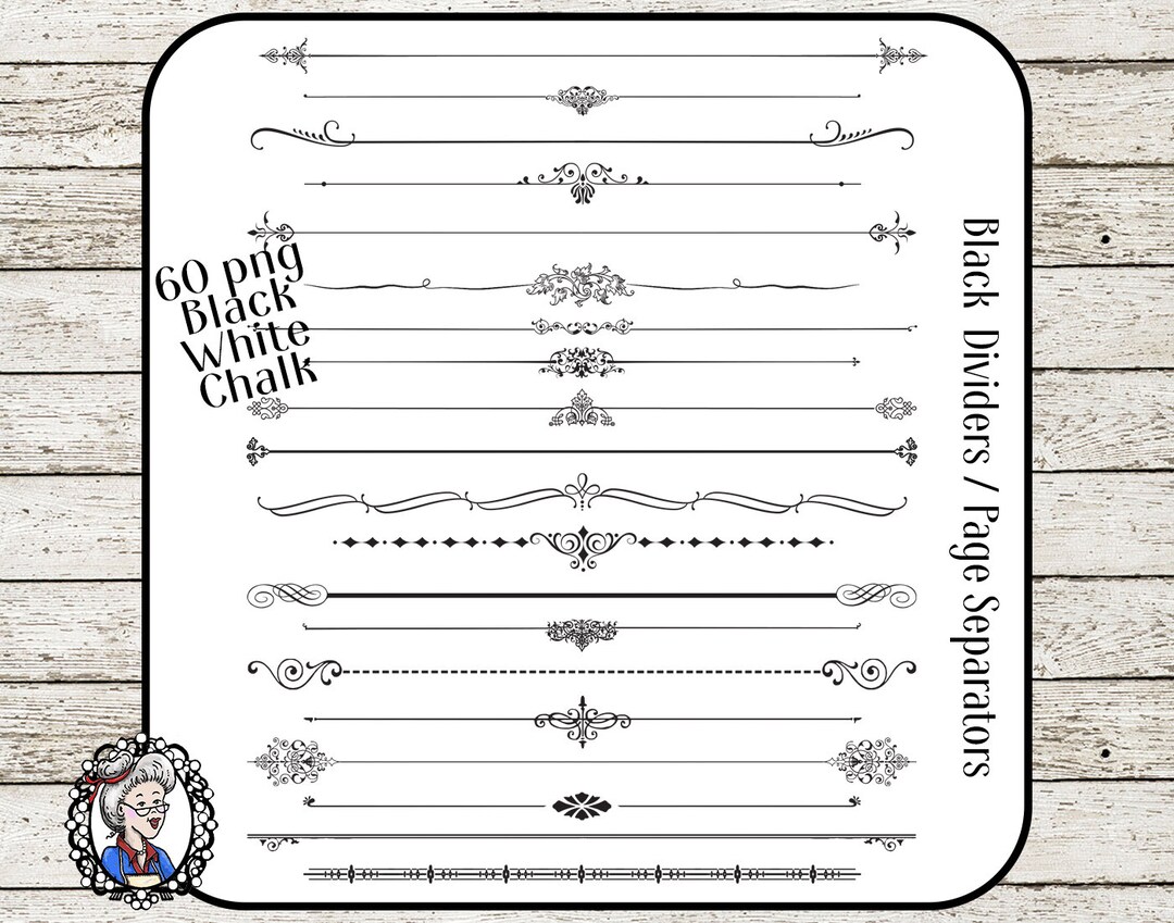 Clipart: Text Divider in Black / White / Chalk Ornaments Decorative ...