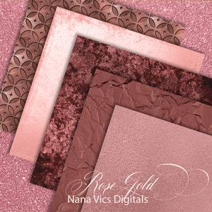 Rose Gold Digital Paper: Rose Gold Backgrounds, Metallic Rose Gold Foil ...