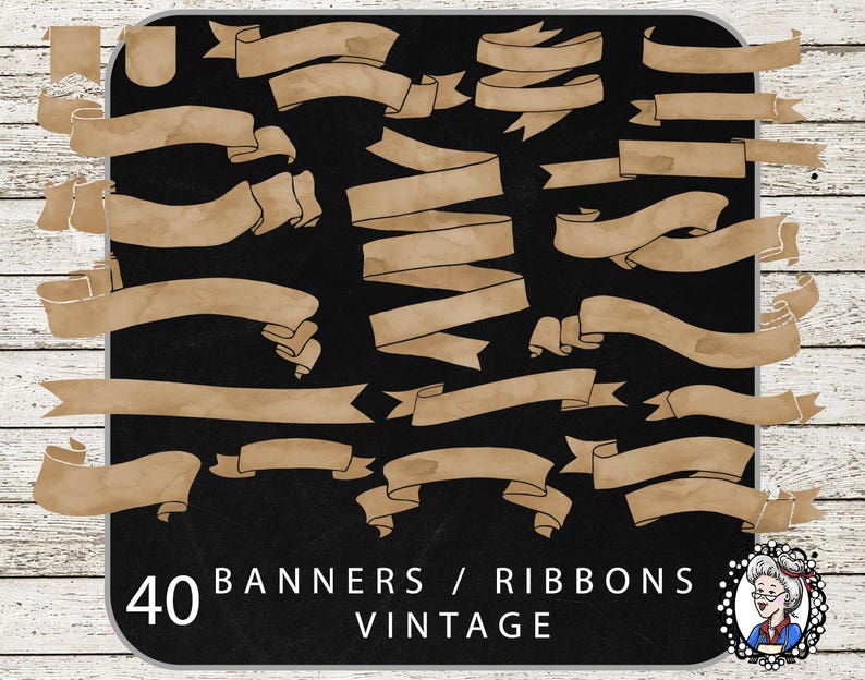 Vintage Banner Clipart, Ribbon Clipart, Vintage Lables Clip Art ...