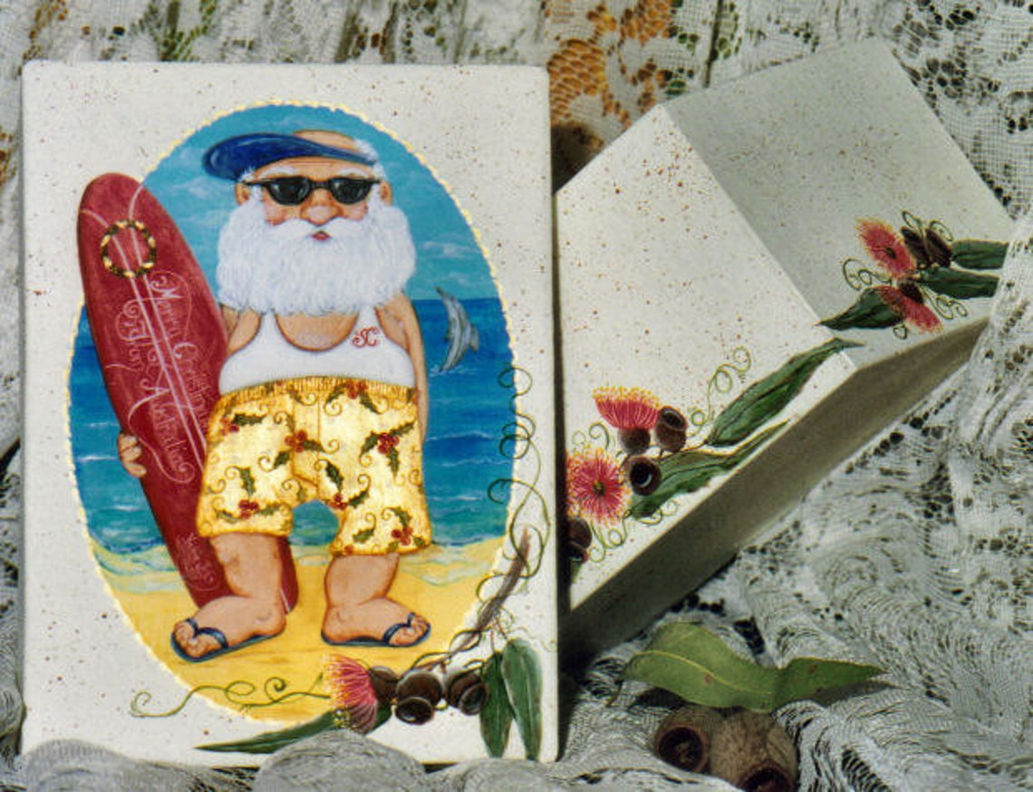 Santa Holiday Surfing Digital Stamp Digi Instant Download ID:NV-DS0056 ...