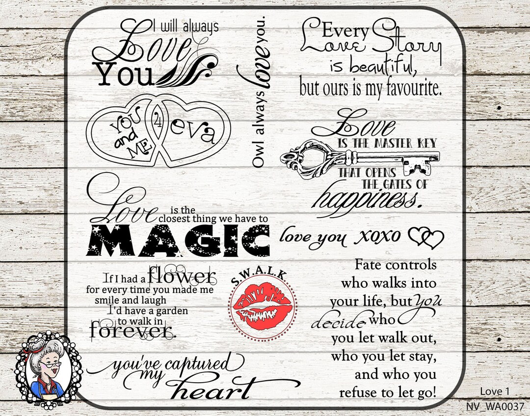 Love Romance Overlays / Clip Art / Digital Stamp / Word Art ...