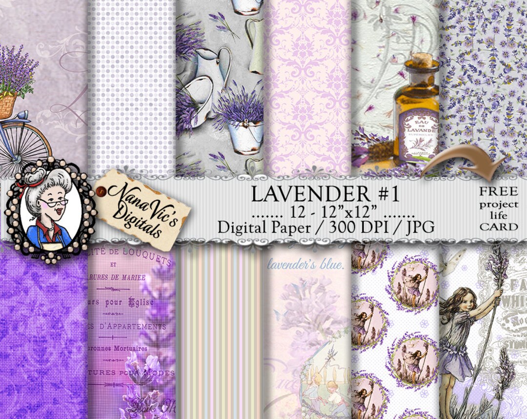 Digital Paper: Lavender Pack Provence Floral Patterns Flowers - Etsy ...