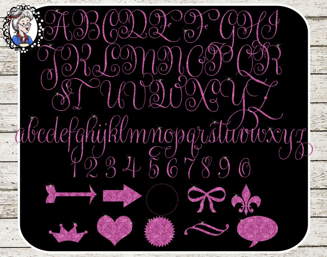 Glitter Alphabet Clipart: Pink Cursive Script Alphabet - Etsy Australia