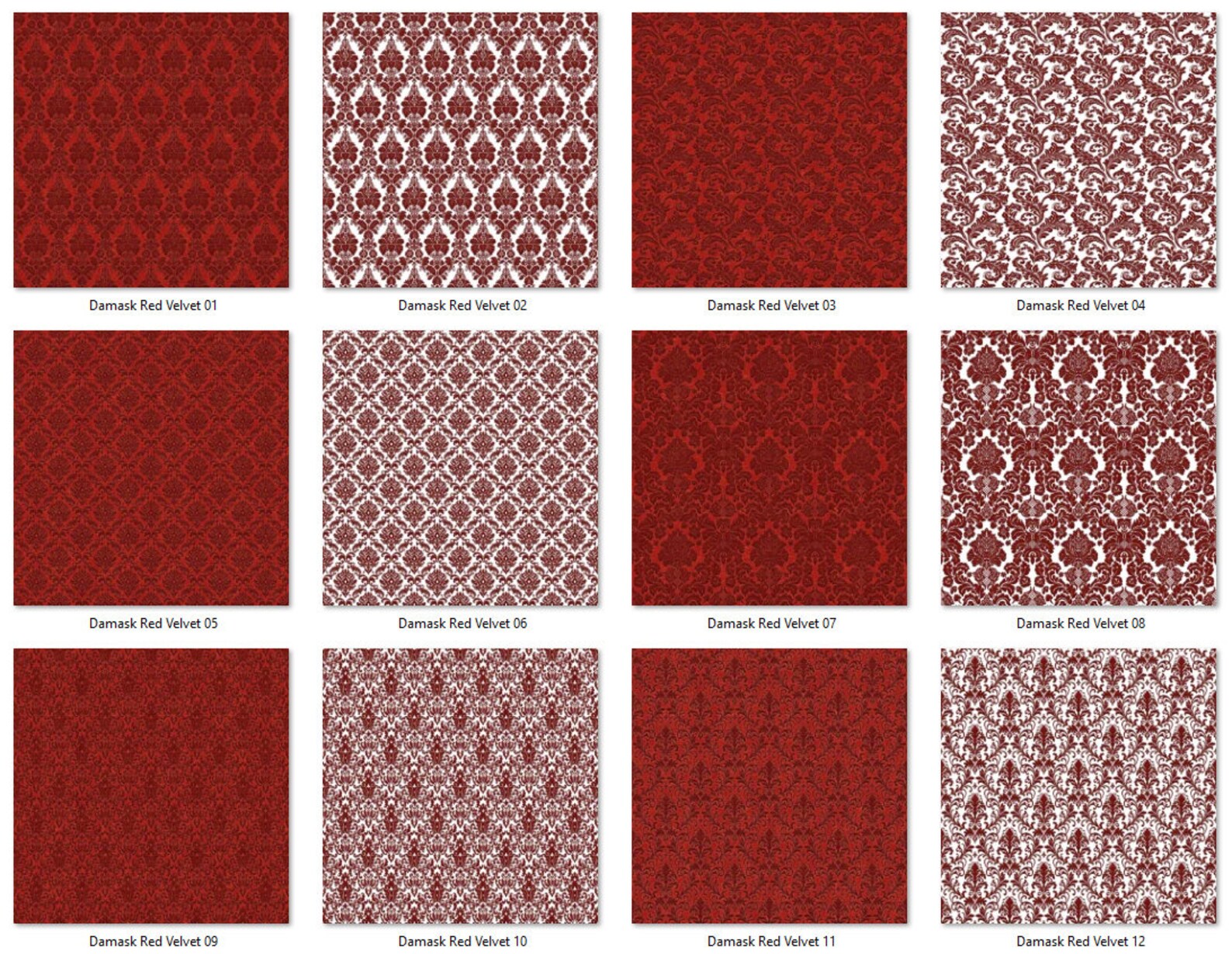 Damask Digital Paper Red Velvet Seamless Wedding Backgrounds | Etsy