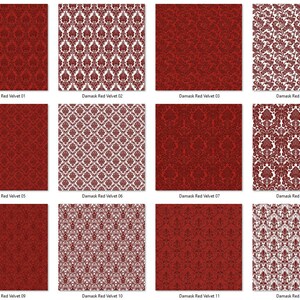 Damask Digital Paper, Red Velvet Seamless Wedding Backgrounds, Damask ...