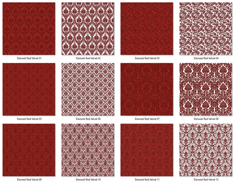 Damask Digital Paper Red Velvet Seamless Wedding Backgrounds - Etsy ...