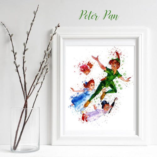Peter Pan Nursery Print Watercolor Peter Pan Poster Disney - Etsy