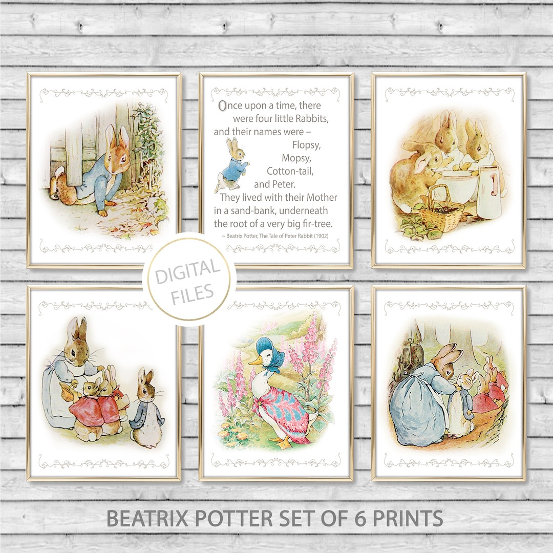 Beatrix Potter Nursery, Set 6 Prints, Peter Rabbit, Kids Room Decor ...