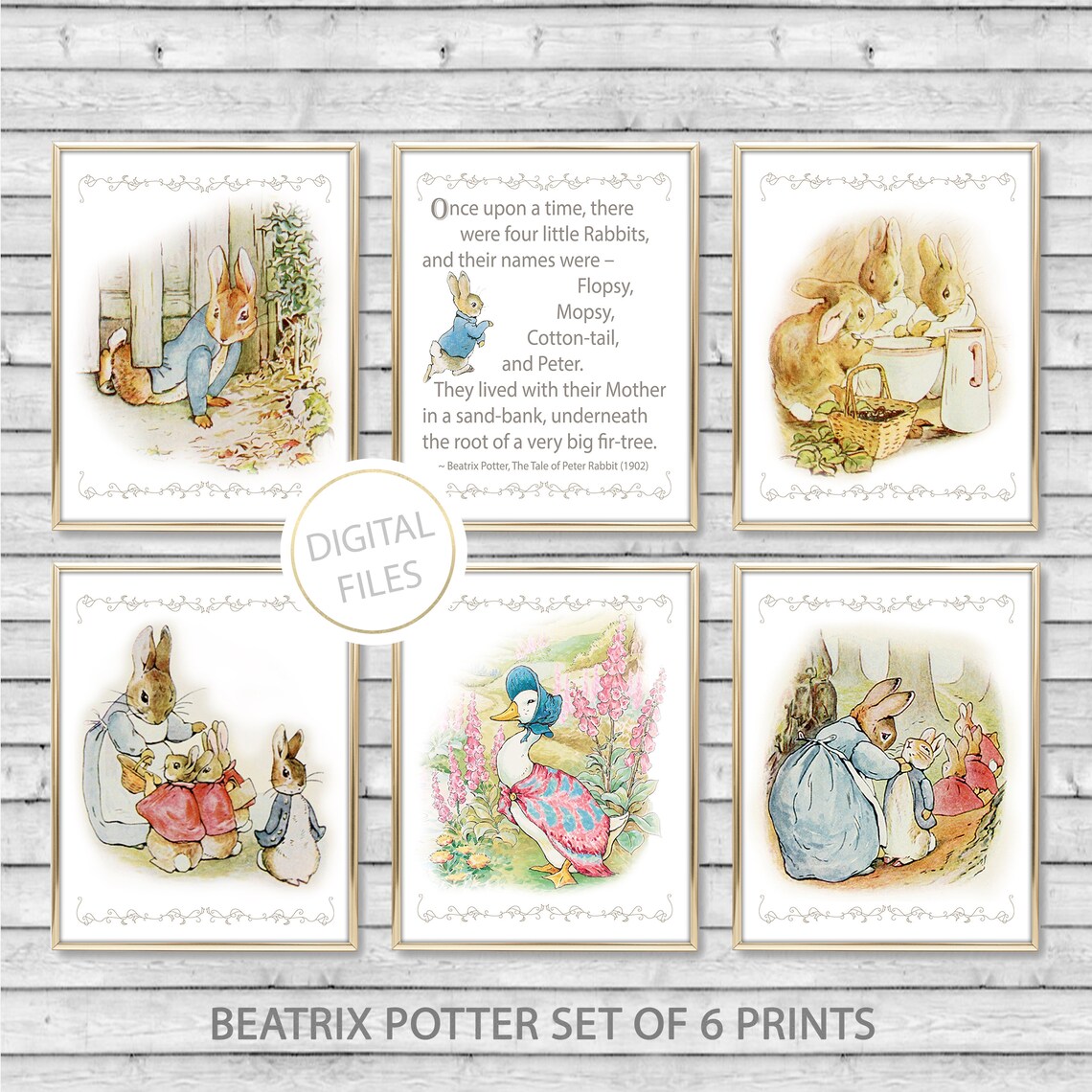 Beatrix Potter Nursery Set 6 Prints Peter Rabbit Kids room | Etsy