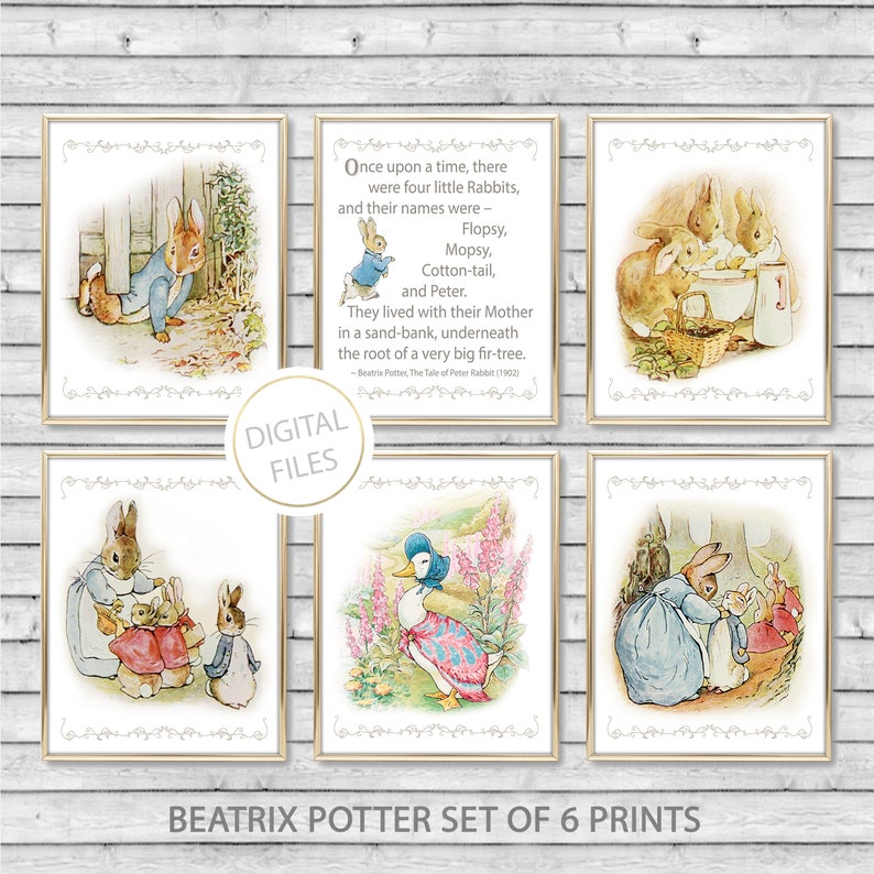 Beatrix Potter Nursery Set 6 Prints Peter Rabbit Kids Room - Etsy
