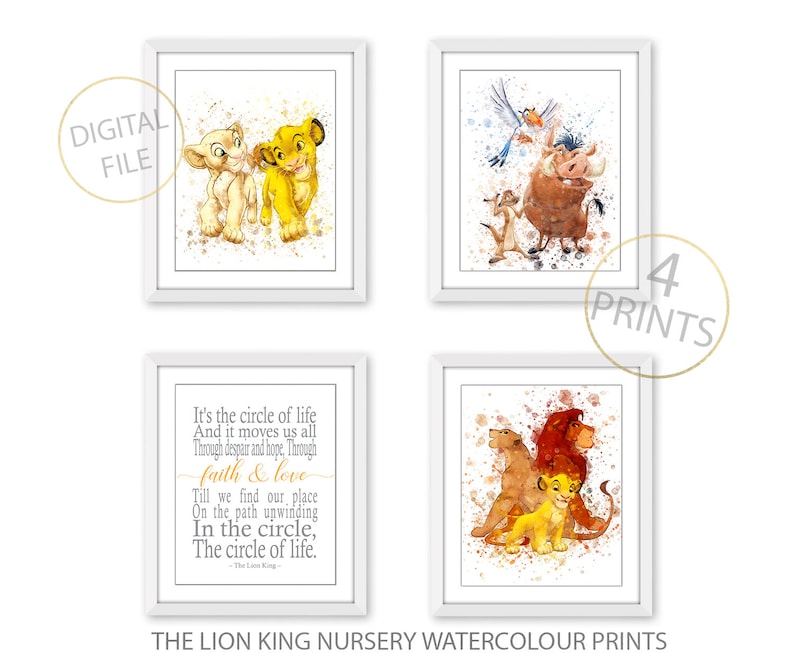 Zazu Pumbaa & Timon The Lion King Watercolor Print Download | Etsy