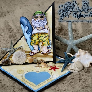 Santa Holiday Surfing Digital Stamp Digi Instant Download ID:NV-DS0056 ...