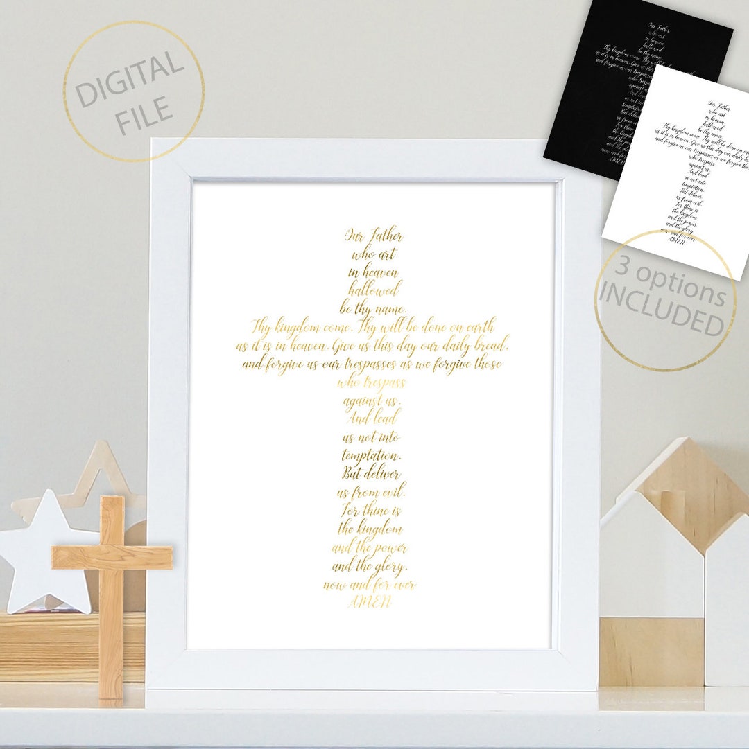 Our Father Prayer Print, Matthew 6:9-13 the Lords Prayer, Catholic ...
