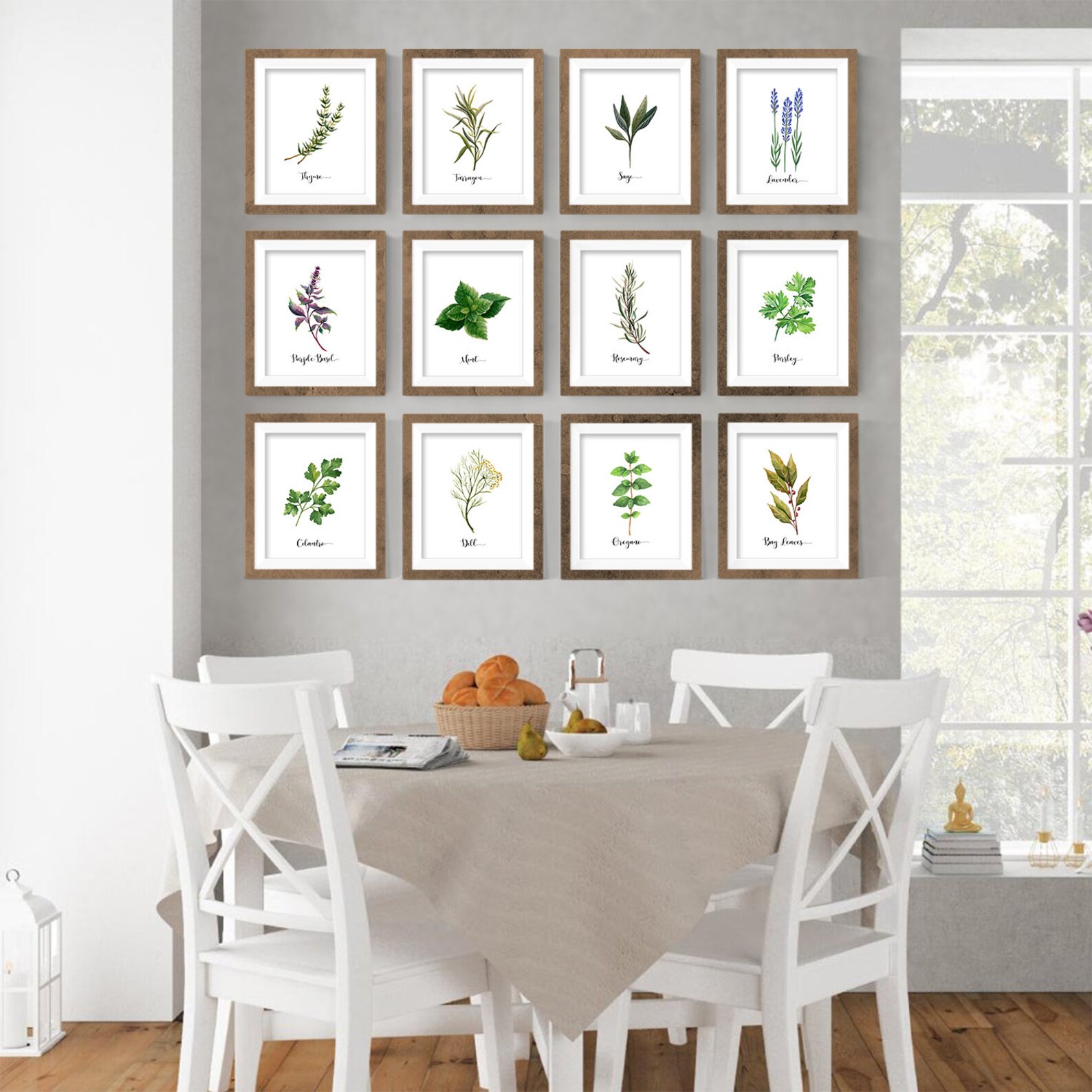 Herb Prints Set of 12 Botanical Print Kitchen Decor - Etsy