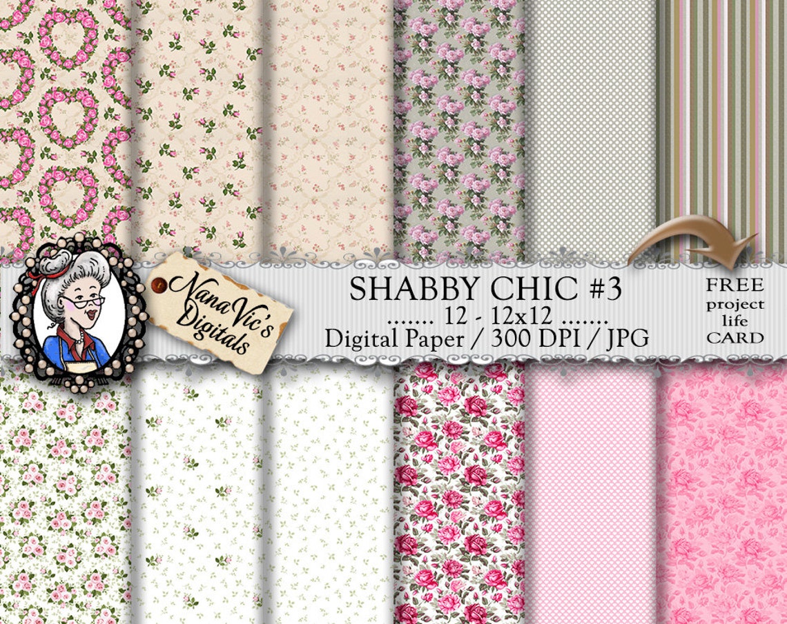 Shabby Chic Digital Paper: Roses / Vintage Floral Rose Backgrounds ...