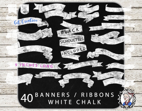 Chalk Banner Clipart Ribbon Clipart Chalk Lables Clip Art | Etsy Australia