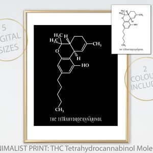 THC Tetrahydrocannabinol Molecule Science Print, Minimalist Art ...
