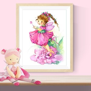 Fairy Flowers Wall Art. Nursery Wall Art. Girls Bedroom Prints. Fairy ...