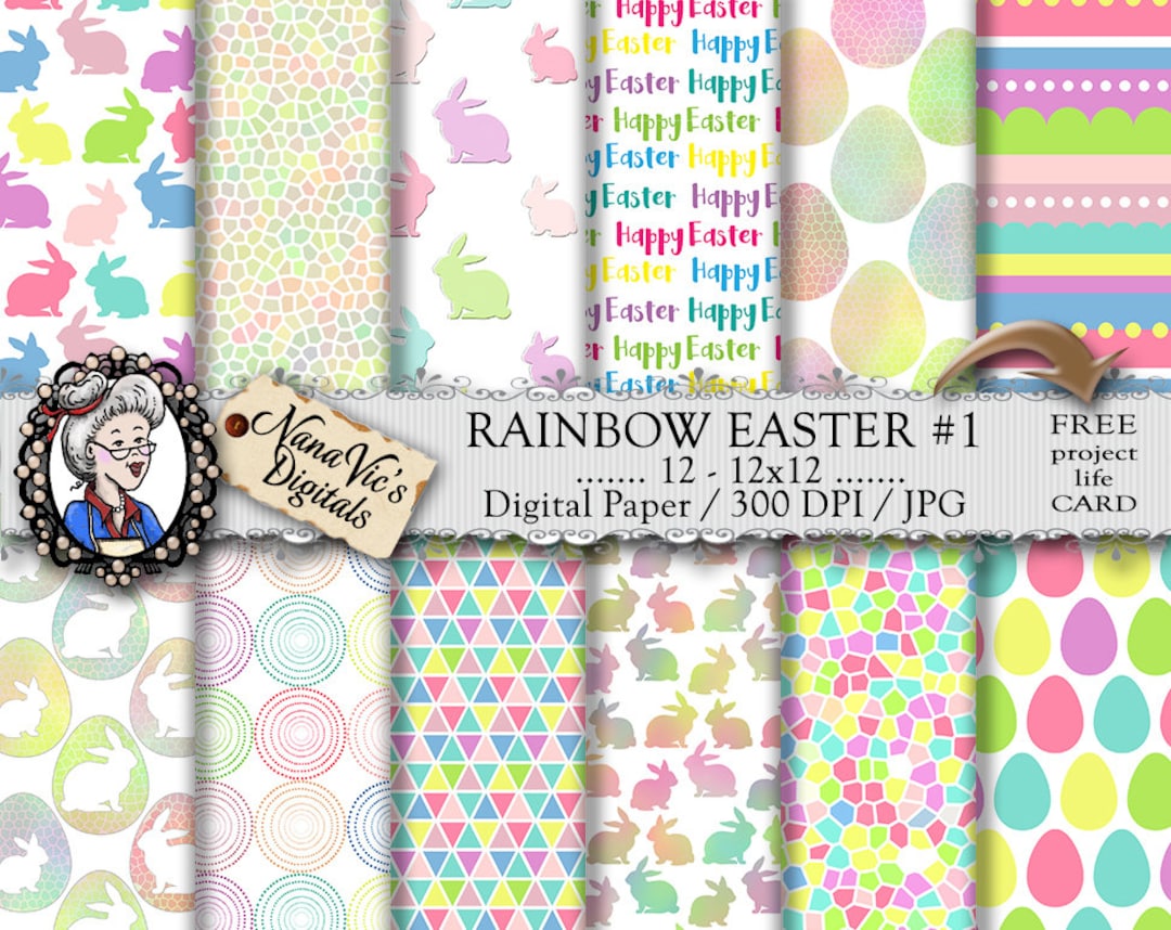 Rainbow Easter Digital Paper, Rainbow Backgrounds, Colourful Texture ...