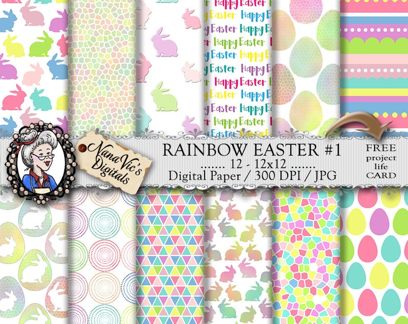 Rainbow Easter Digital Paper Rainbow Backgrounds Colourful - Etsy Australia