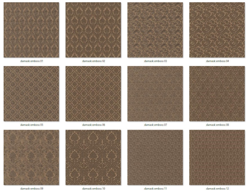 Damask Digital Paper, Kraft Embossed Seamless Wedding Backgrounds ...