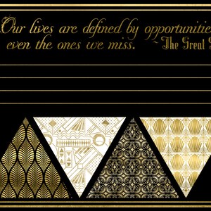 ART DECO Digital Paper: Black & White Gold Art Deco Great Gatsby, Art ...