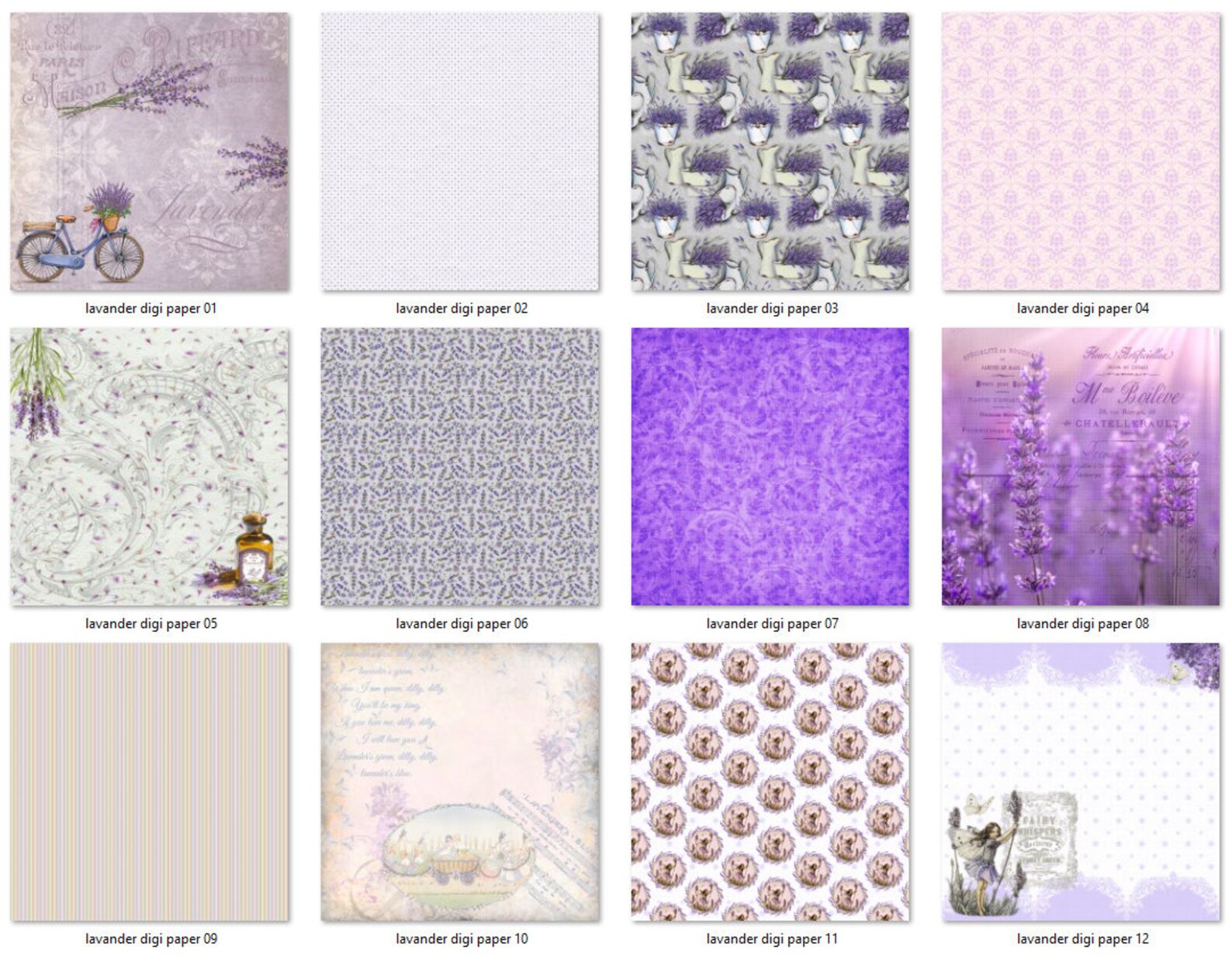 Digital Paper: Lavender Pack Provence Floral Patterns Flowers - Etsy ...