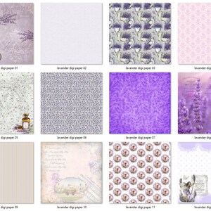 Digital Paper: Lavender Pack Provence Floral Patterns Flowers Lilac ...