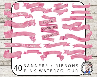 Ribbon Clipart, Banner PNG, Pink Ribbons Clip Art, Digital Download - Etsy