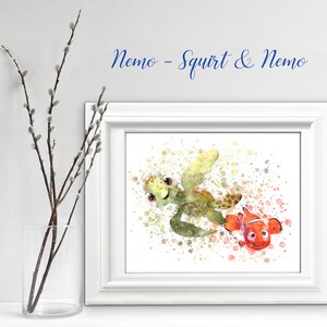 Nemo Nursery Print of Baby Dory Hugs Parents, Royal Blue Tang Fish ...