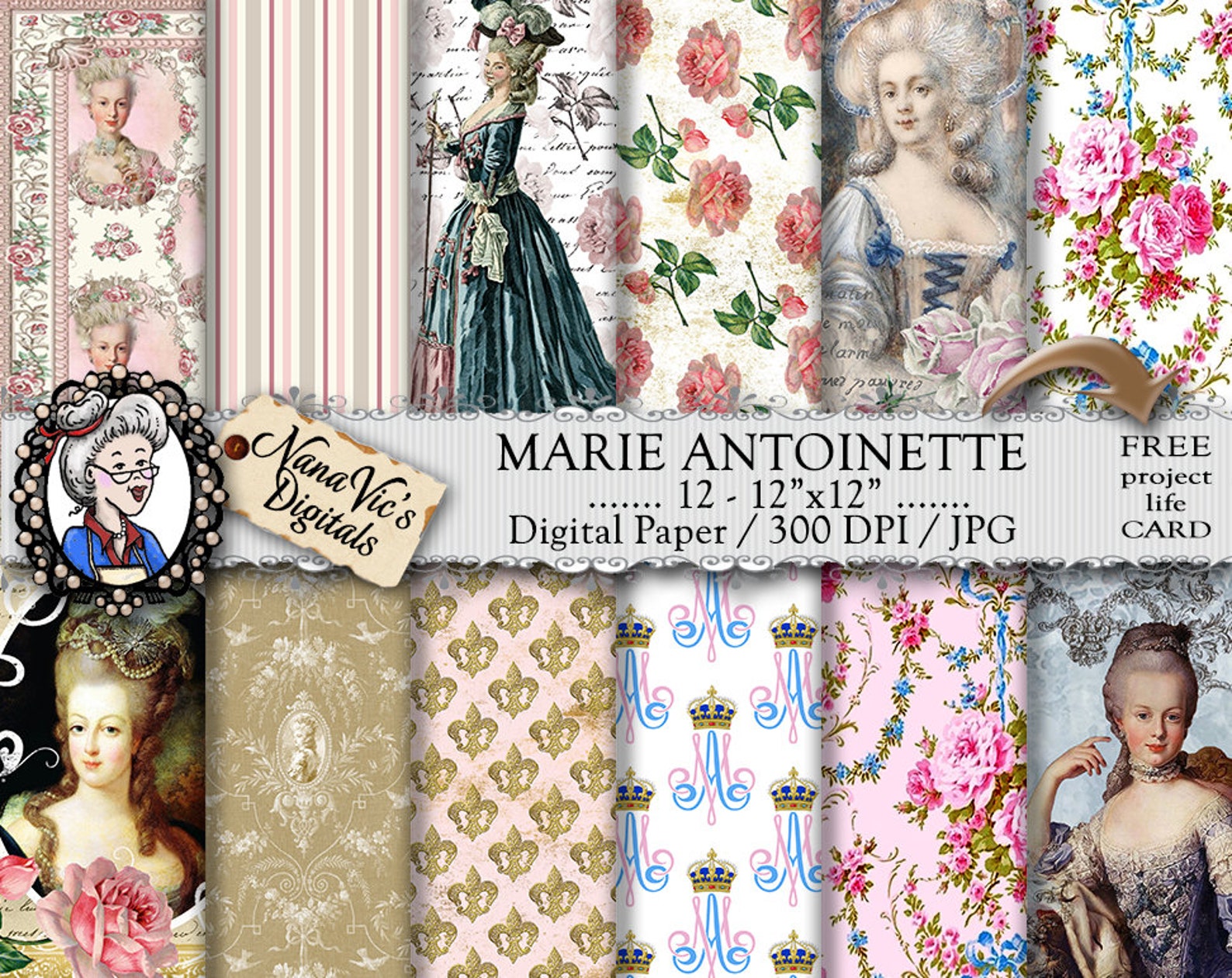 Marie Antoinette Digital Papers: Shabby Chic Vintage Collage - Etsy