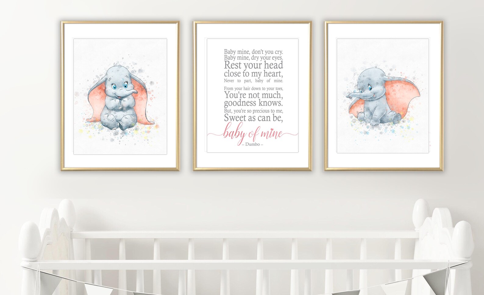 3 Baby Dumbo Prints Plus Dumbo Quote for Nursery Watercolor - Etsy ...