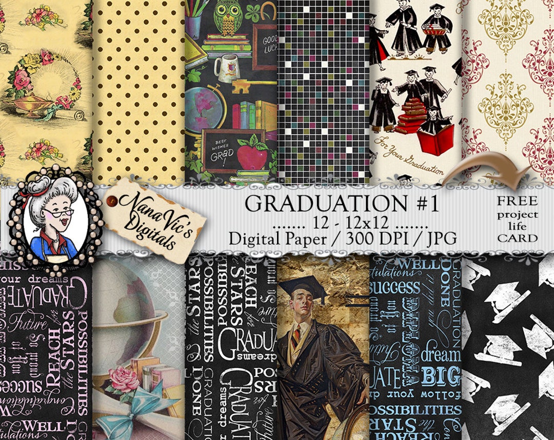 Graduation Digital Paper, Chalkboard Design, Background, School Paper ...