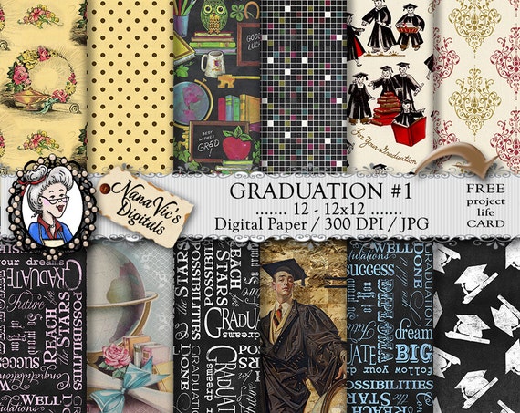 Graduation Printable Scrapbook Paper