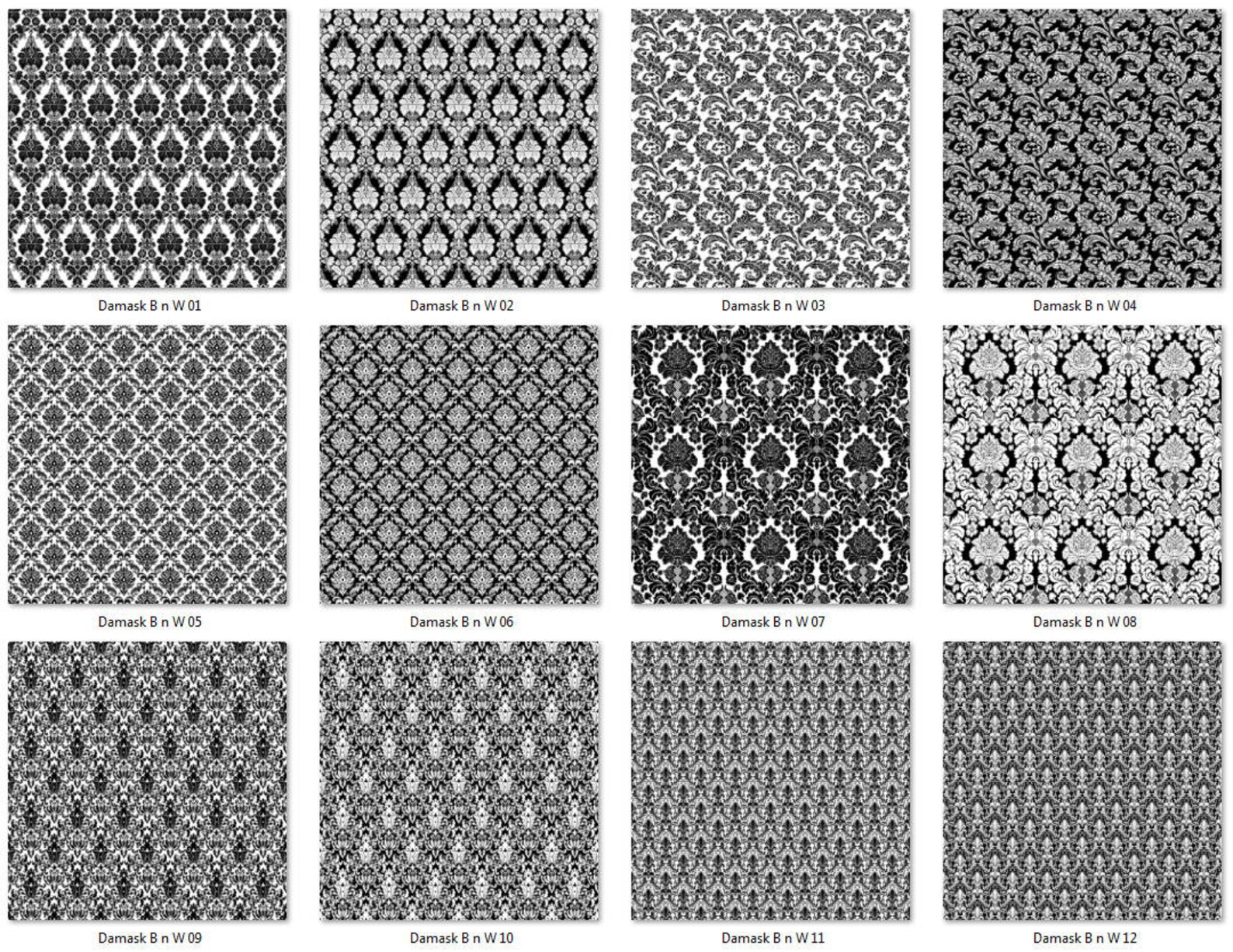 Damask Digital Paper Black & White Seamless Wedding - Etsy Australia