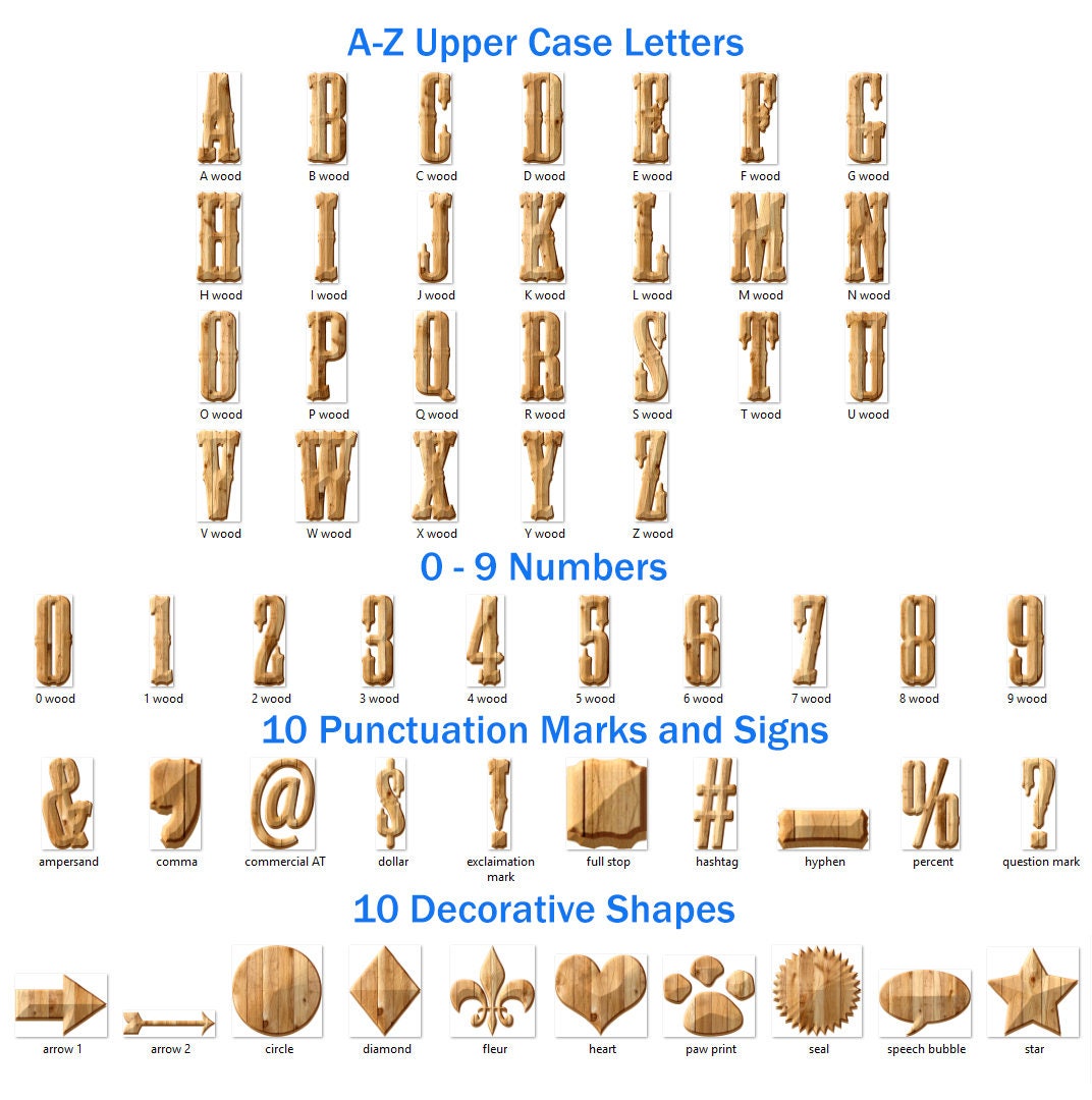 Wood Alphabet Clipart: Digital Wood Alphabet Clip Art Wood - Etsy Australia