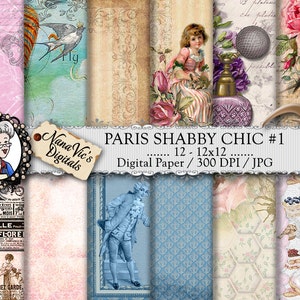 Paris Digital Paper Pack, Parisian Shabby Chic, Paris, Vintage French ...