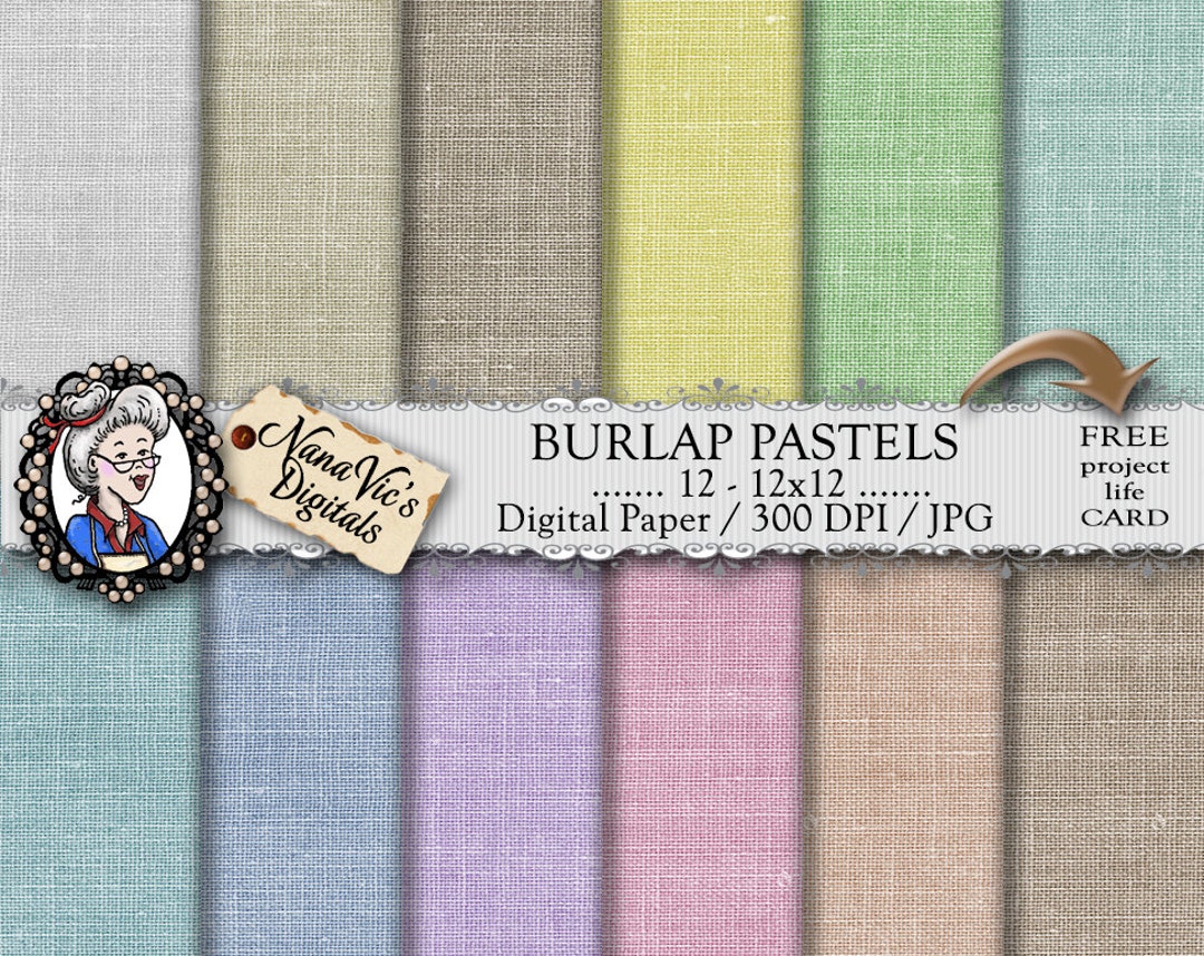 Burlap Pastels Digital Paper, Natural Linen / Jute, Scrapbooking ...