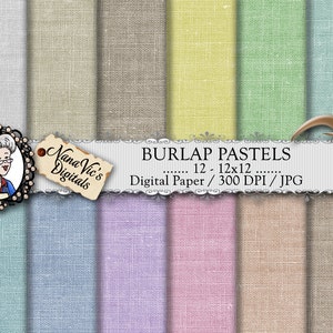 Burlap Pastels Digital Paper, Natural Linen / Jute, Scrapbooking ...