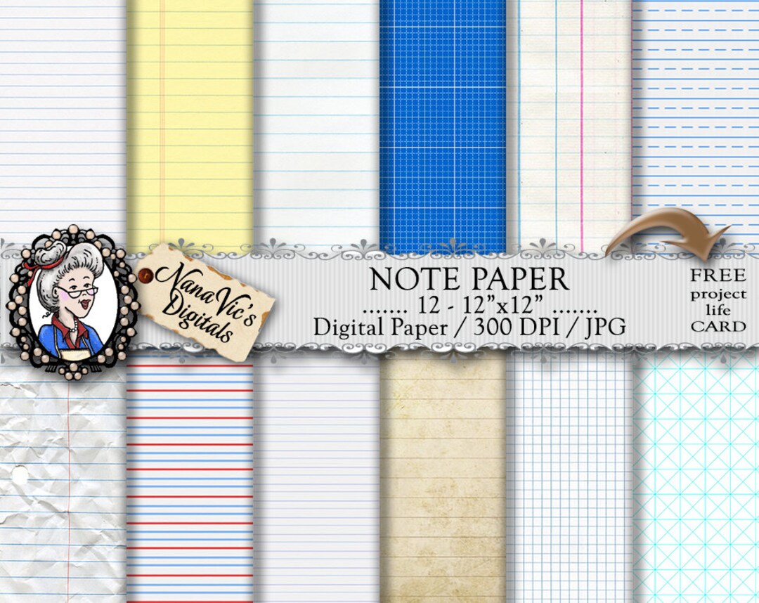 NOTE Digital Paper: Ruled Pages Scrapbooking Papers, Guid Textures ...