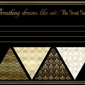ART DECO Digital Paper: Black & White Gold Art Deco Great Gatsby, Art ...