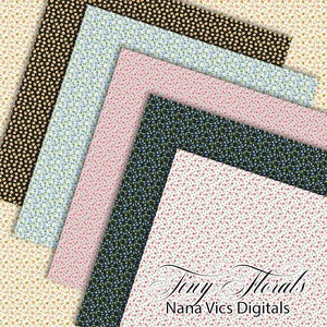 Floral Digital Paper, Miniature Flower Pattern, Tiny Flower Paper ...