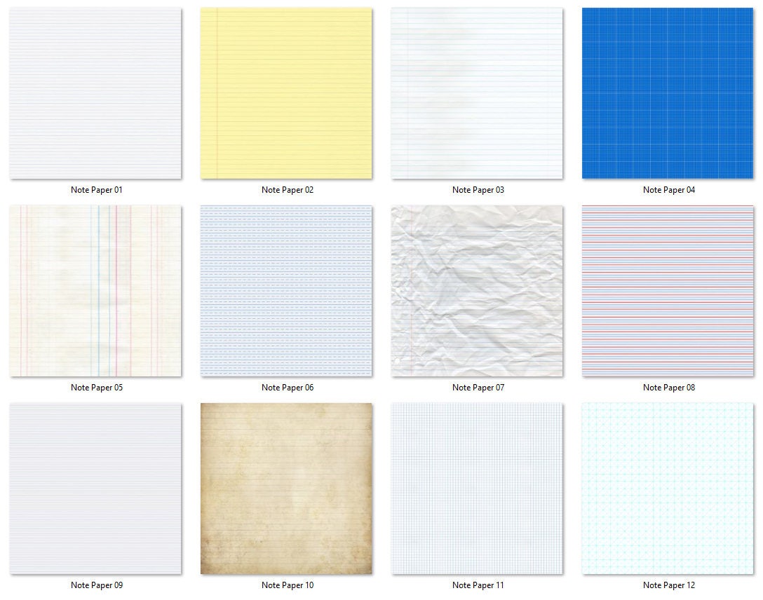 NOTE Digital Paper: ruled pages scrapbooking papers guid | Etsy