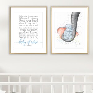 3 Baby Dumbo Prints Plus Dumbo Quote for Nursery, Watercolor Dumbo ...
