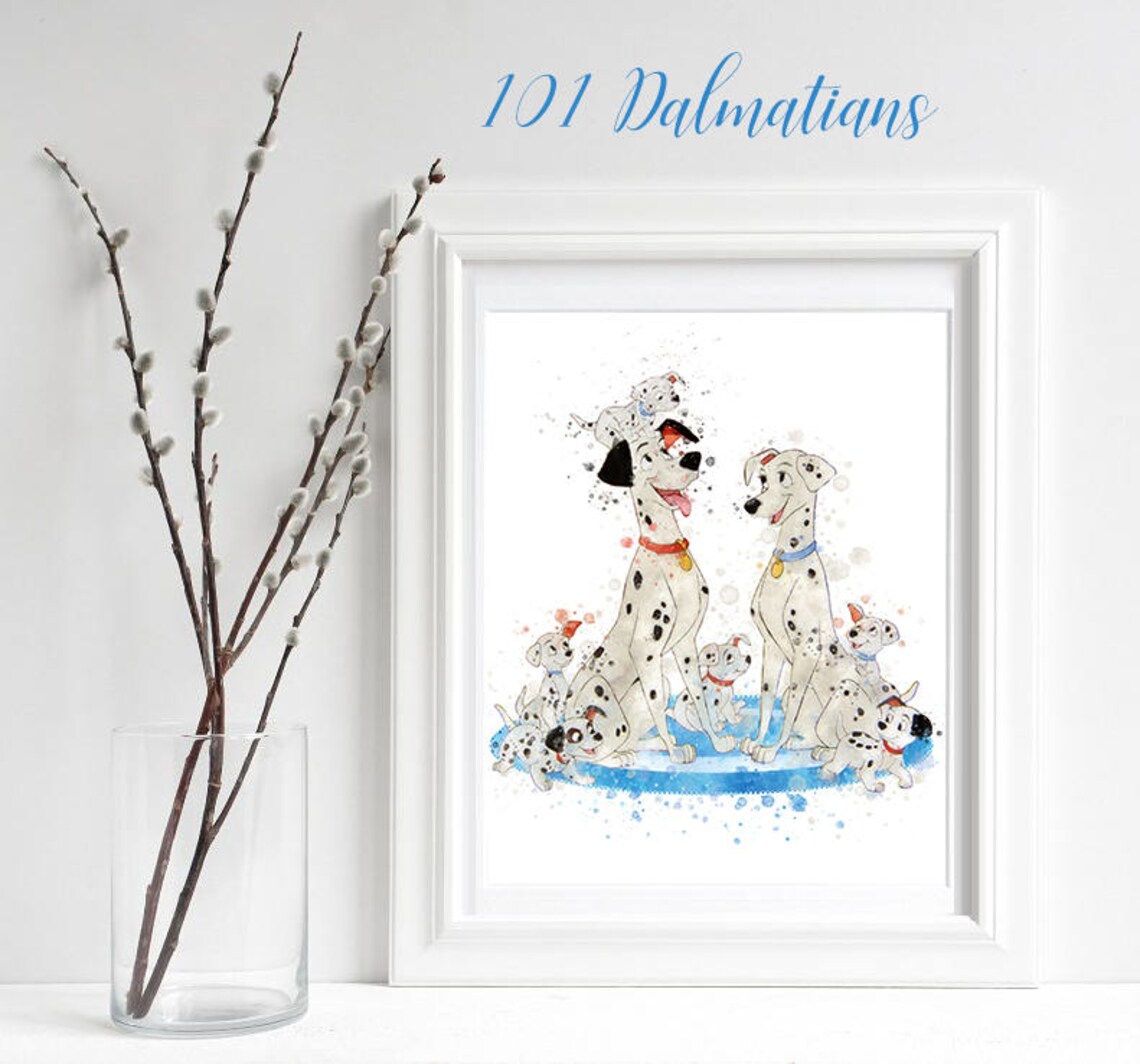 101 Dalmatians Nursery Print, Watercolor Dalmatians, Poster, Dogs Wall ...