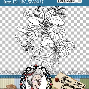 Daisy Digital Stamp, Digi, Clipart, Flower Bouquet, Instant Download ...