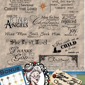 Christmas 4 - Word Art, Clipart, Sentiments, Digital Stamp, Digi ...