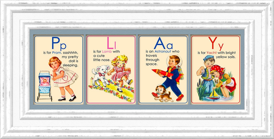 Alphabet Flash Cards ABC Vintage Digital Printable for Early - Etsy