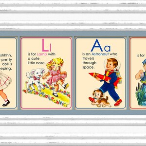 Alphabet Flash Cards, ABC, Vintage Digital Printable for Early Learning ...