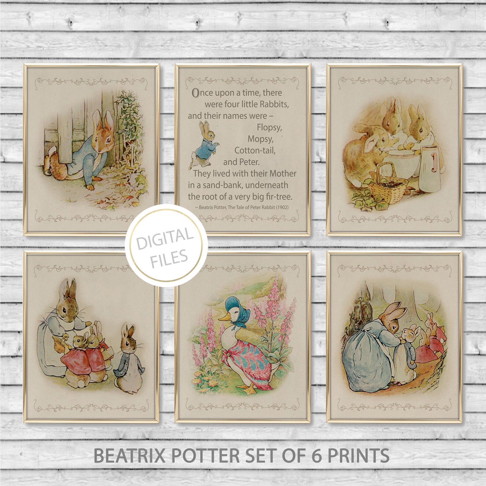 Beatrix Potter Nursery Set 15 Prints Vintage & White Peter | Etsy